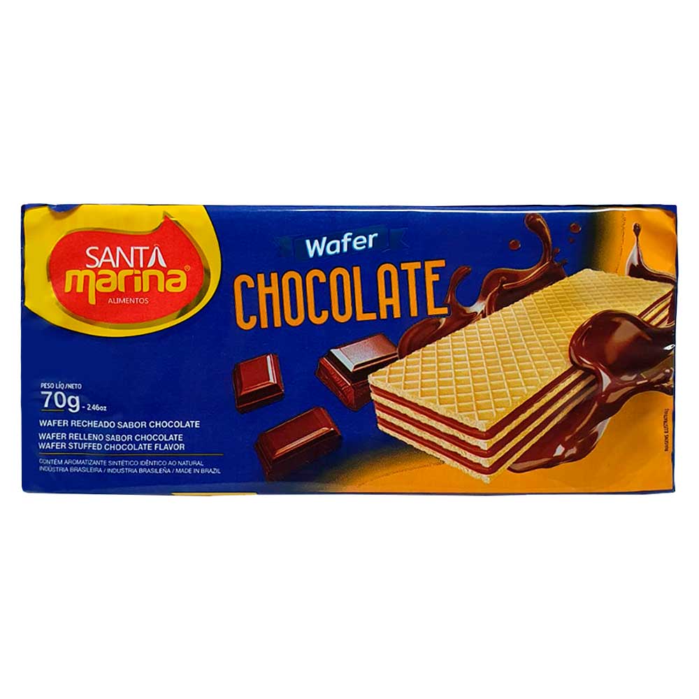 Wafer Recheado Chocolate 70g - Santa Marina - Doce Malu
