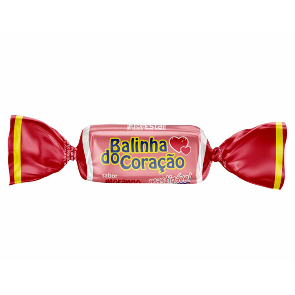 Balinha do Coração Mastigável Morango 500g - Florestal - Doce Malu