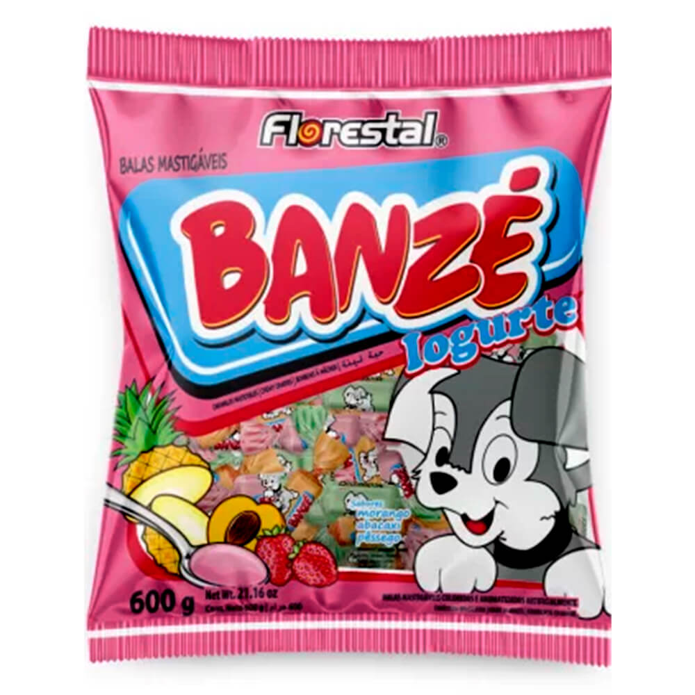Bala Mastigável Banzé Iogurte Sortida 600g - Boavistense - Doce Malu