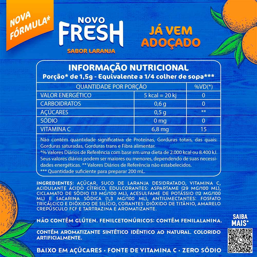 Refresco em Pó Sabor Laranja 15g - Fresh - Doce Malu