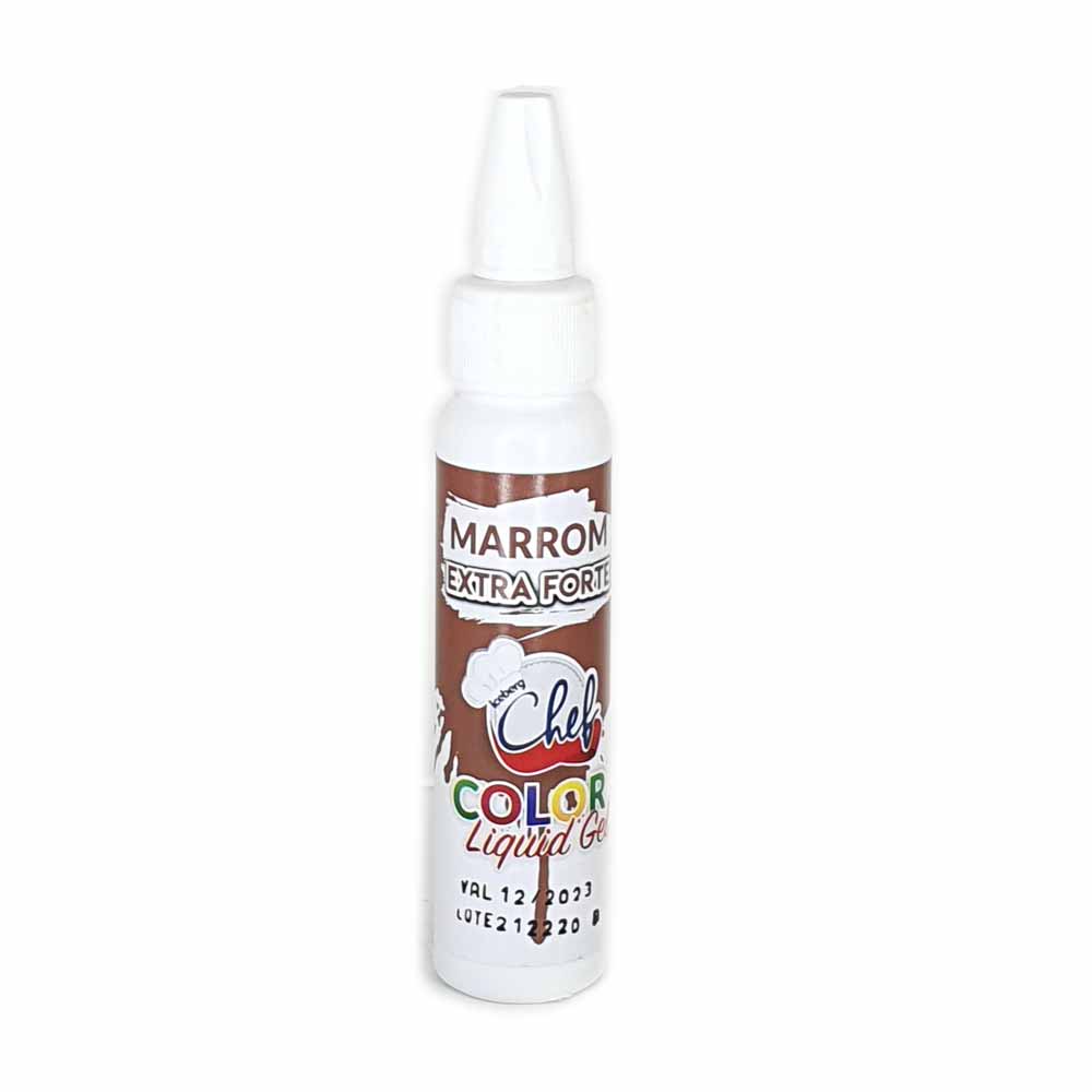 Corante Líquido Gel Cor Forte Marrom 25g - Iceberg Chef - Doce Malu