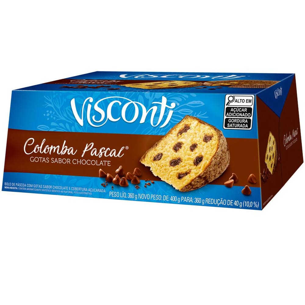 Colomba Pascal Gotas de Chocolate 360g - Visconti - Doce Malu