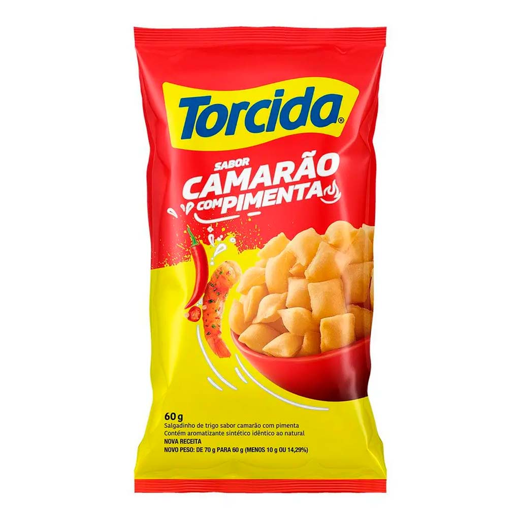 Kit 24 Salgadinhos Torcida Camarão Com Pimenta 60g Lucky Doce Malu