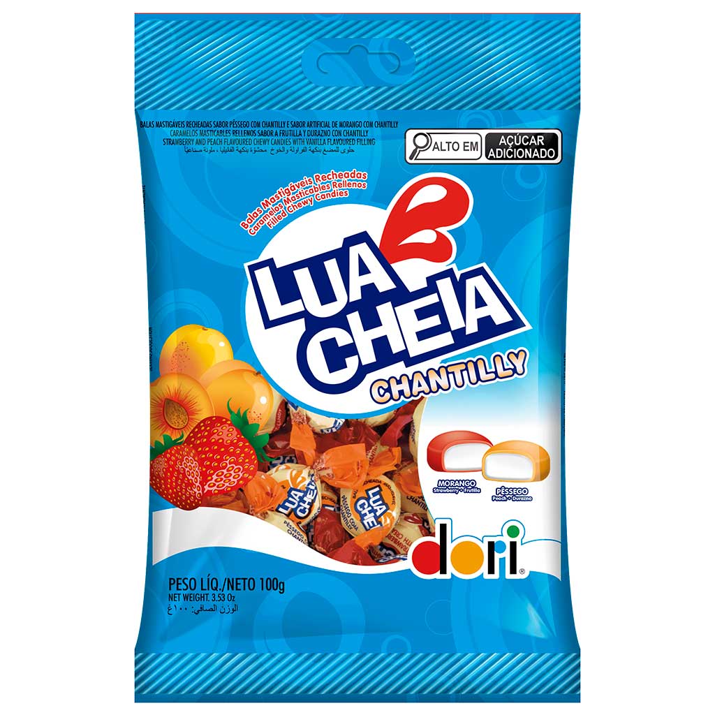 Bala Mastigável Recheada Lua Cheia Chantilly 100g - Dori - Doce Malu